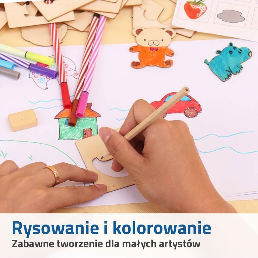 Drewniany zestaw do rysowania 100 szt | TaniePrezenty.pl